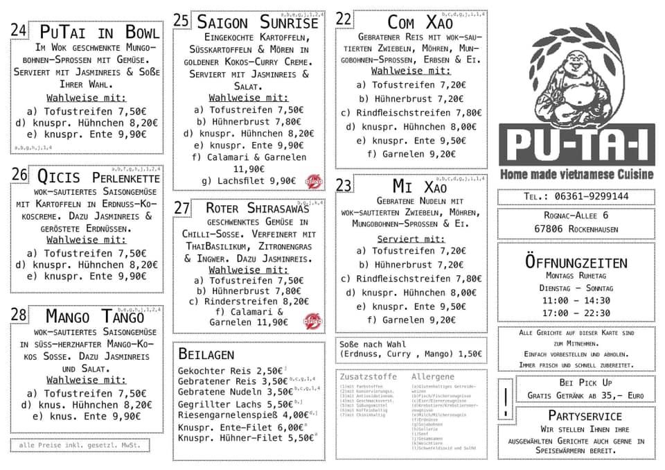 Speisekarte von Pu-Tai Restaurant, Rockenhausen