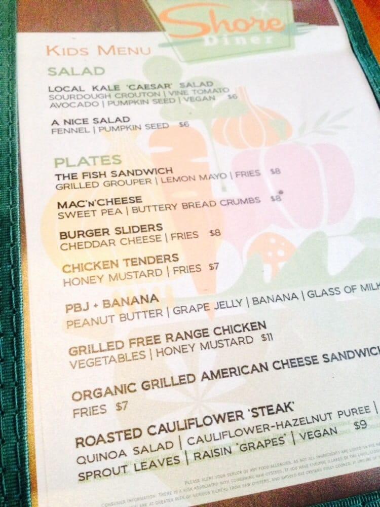 Menu at Shore St. Armands restaurant, Sarasota