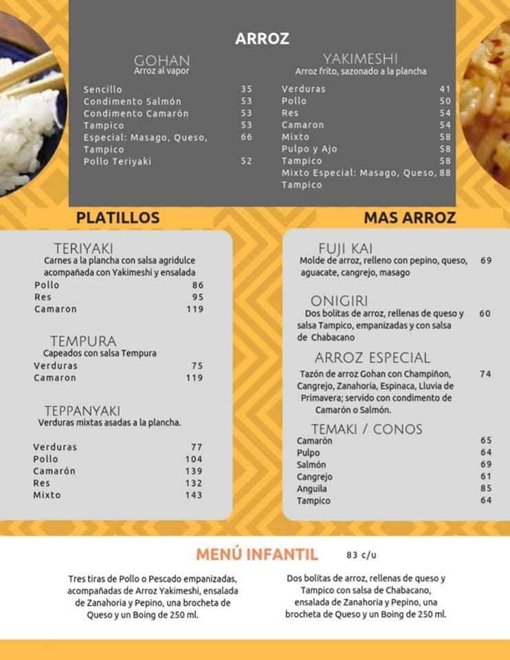 Menu at Sushi Kaizen restaurant, Mexico City, Mixcoac