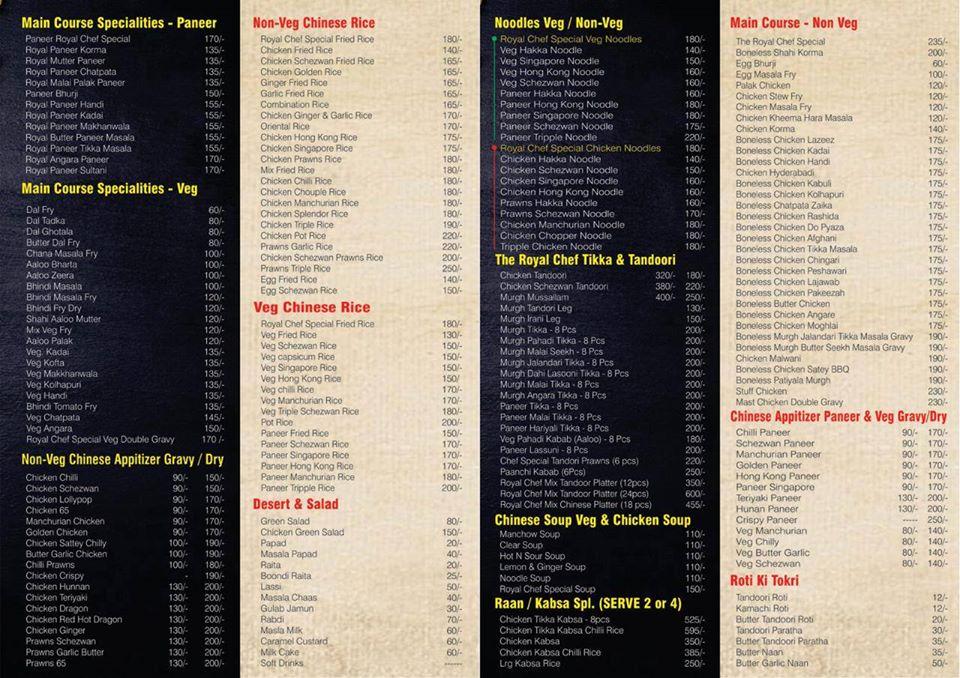 Menu at The Royal Chef, Mumbai, Shop No.17