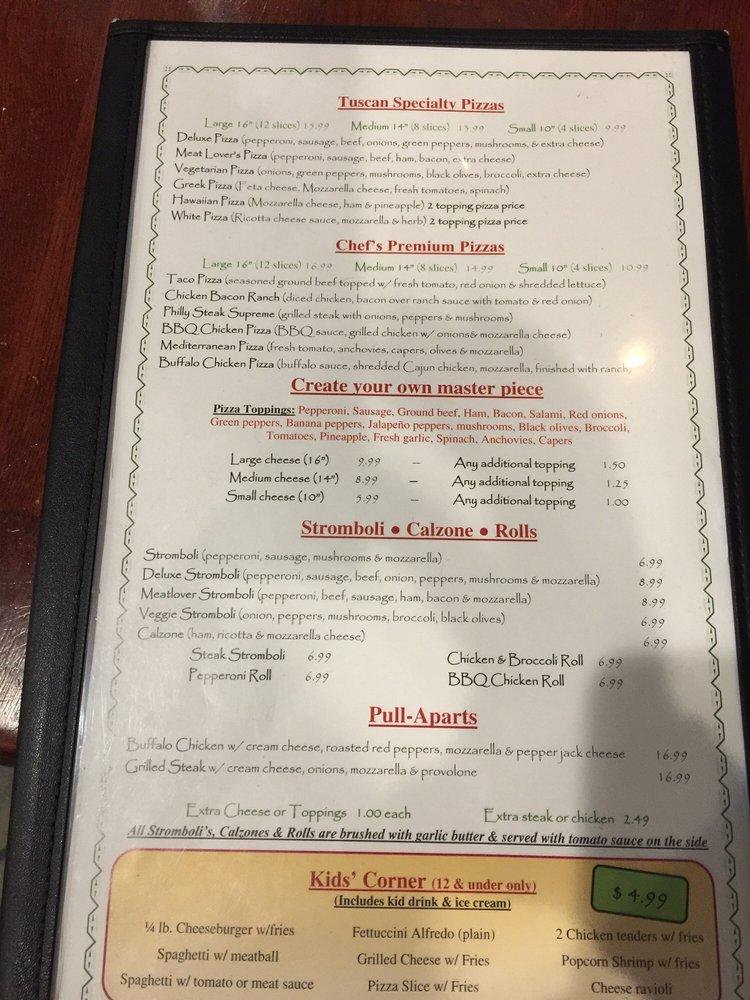 Menu at The Tuscan Italian Grill restaurant, Altavista, Dearing Ford Rd