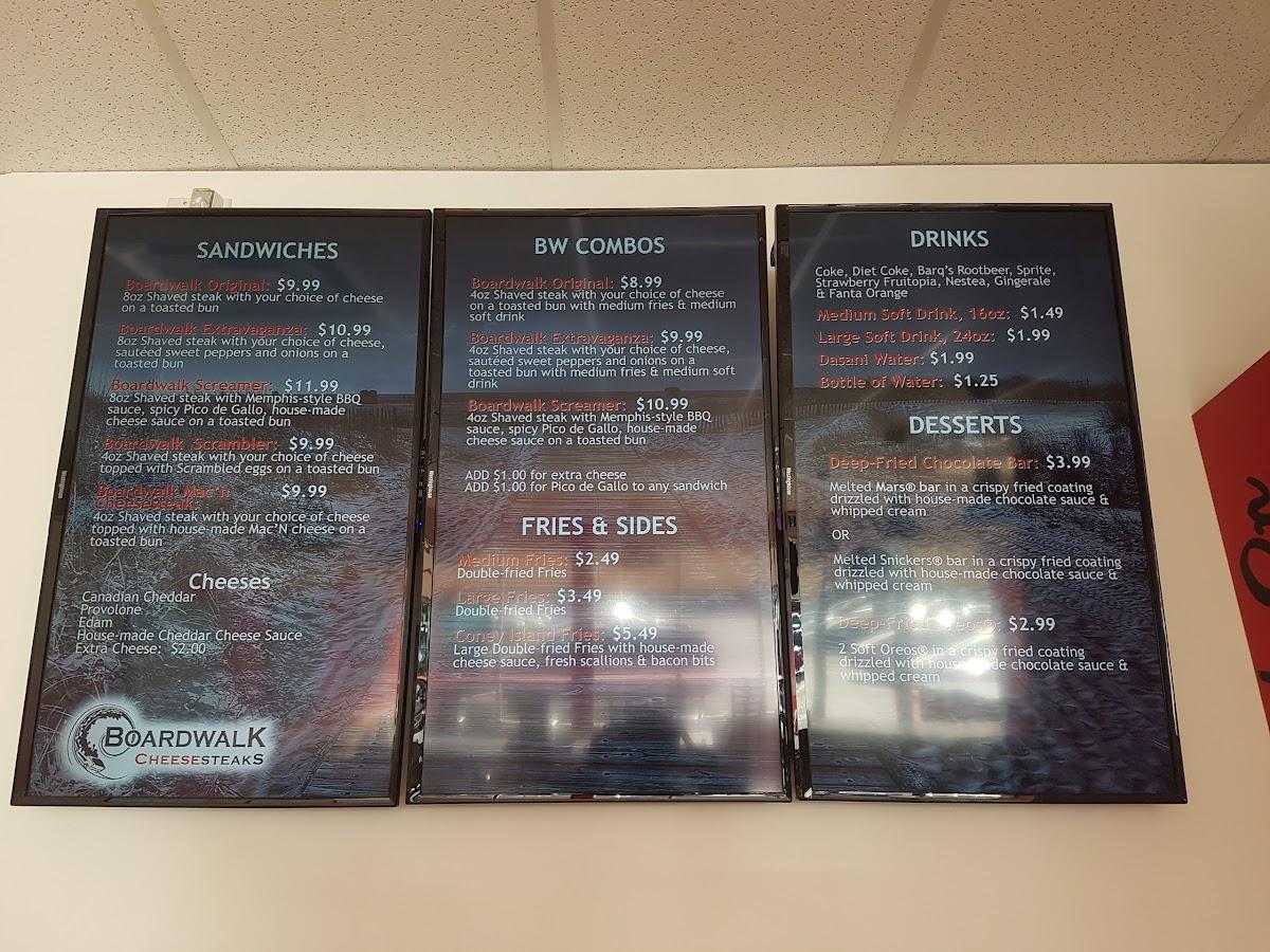 Menu at Boardwalk Cheesesteaks restaurant, Hamilton, 131 Ottawa St N