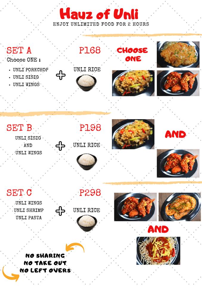 Menu at Hauz of Unli restaurant, Quezon City