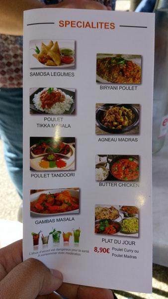 Menu at Le Royal du Bengale restaurant, Serris