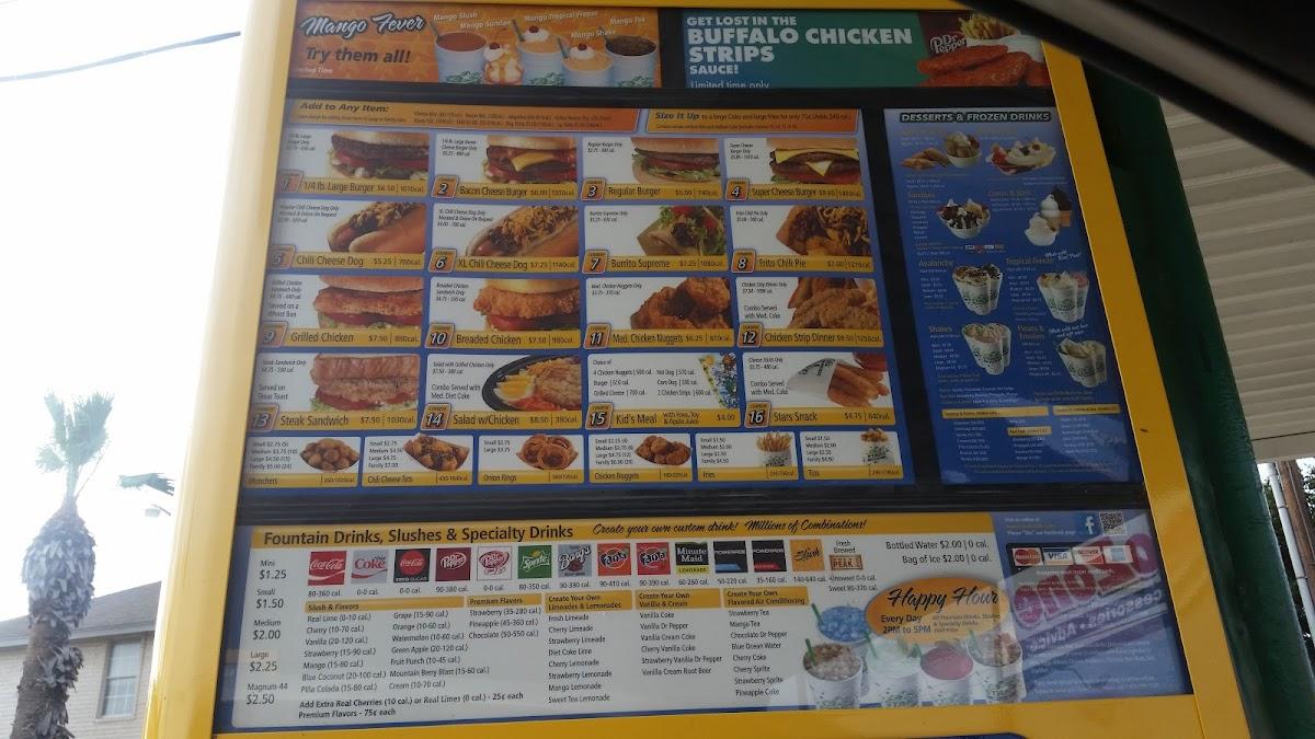 Menu at Stars Drive-in fast food, Laredo