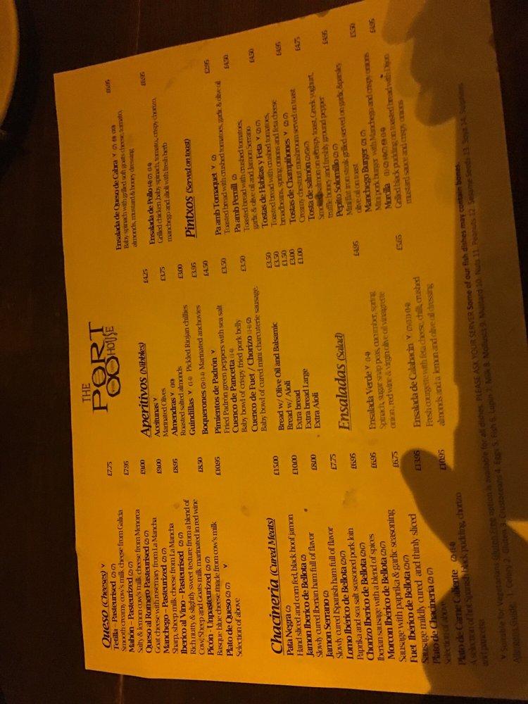 Menu at The Port House pub & bar, London