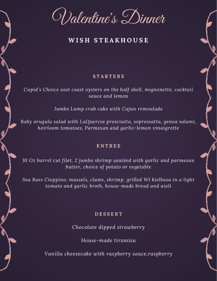 Menu at Wish Steakhouse, Weston