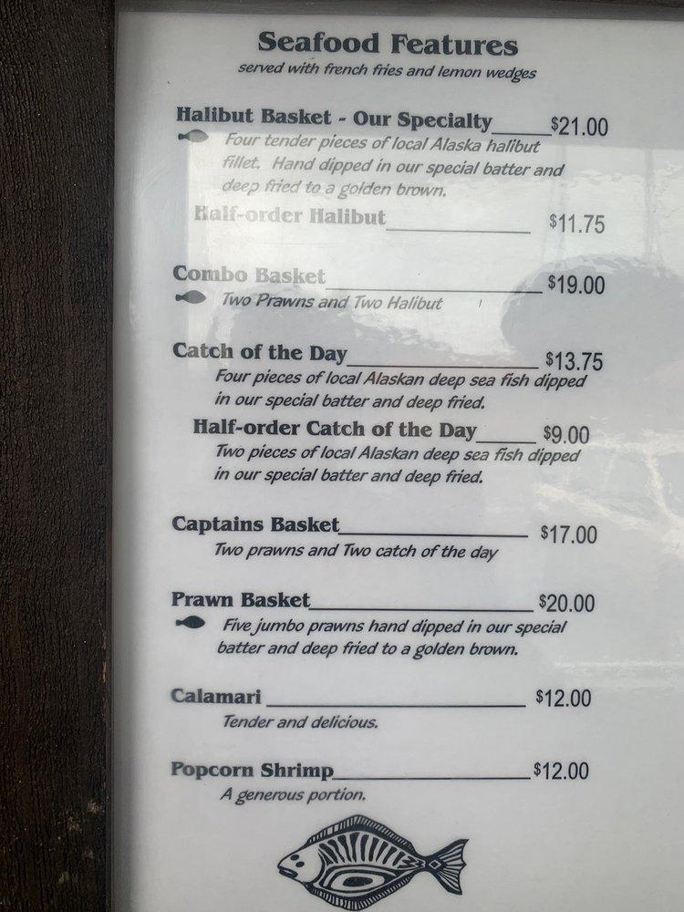 Menu at Alaska Halibut House restaurant, Valdez