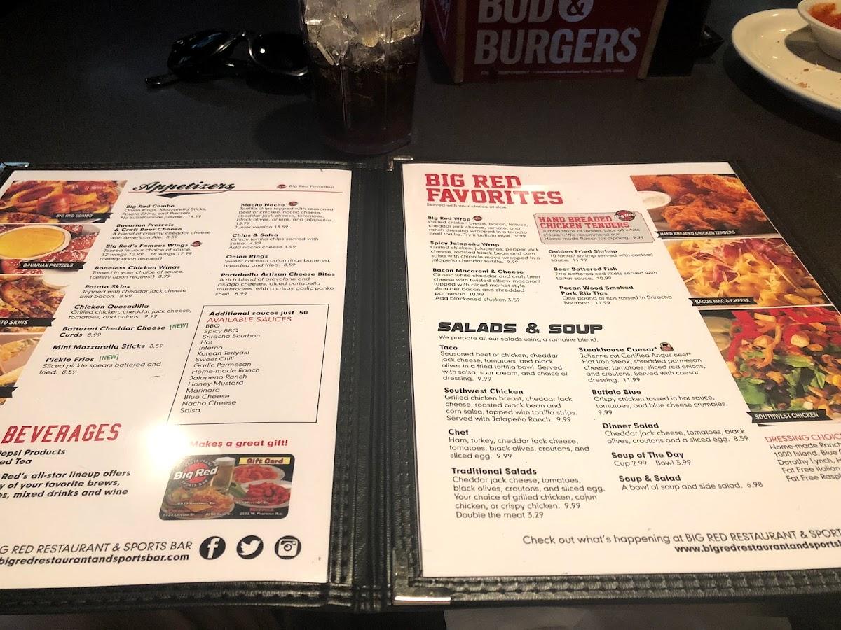Menu at Big Red Restaurant & Sports Bar - Fremont, Fremont
