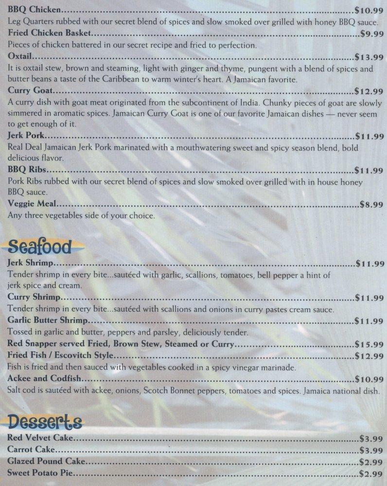Menu at Caribbean & Soule Restaurant, St. Augustine