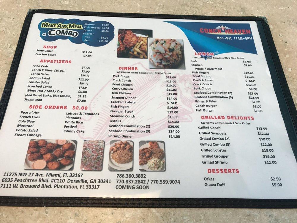 Menu at Conch Heaven desserts, Doraville, Peachtree Blvd