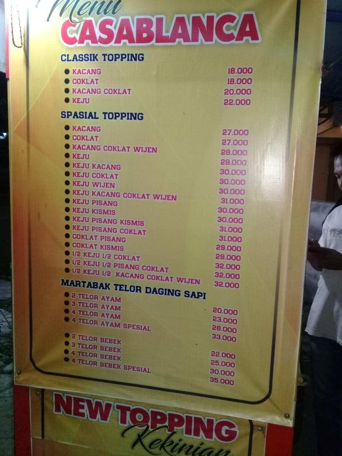 Menu at Martabak Casablanca Spesial restaurant, Cilacap