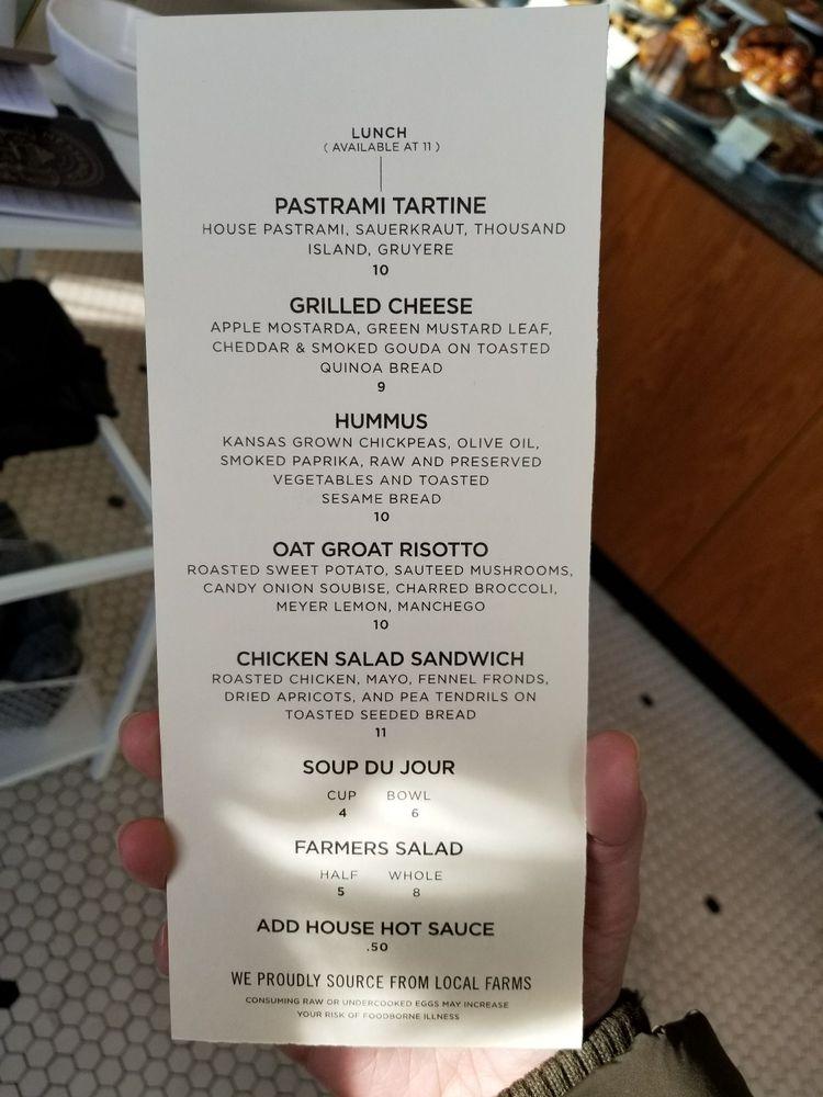 Menu at Messenger Coffee Co. + Ibis Bakery, Kansas City