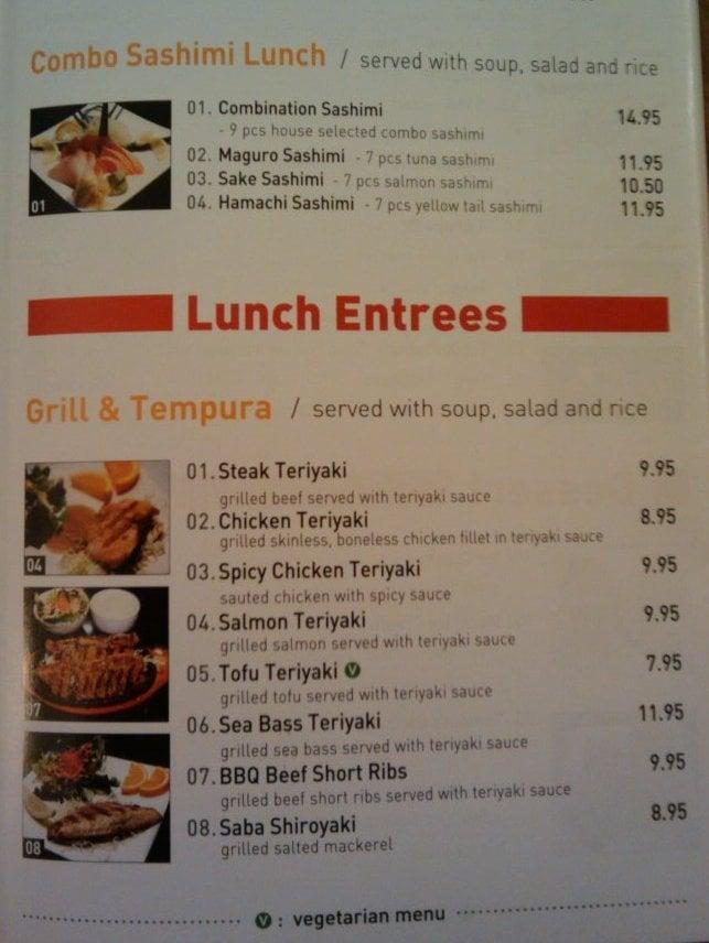 Menu at Ozora Sushi Restaurant, Concord