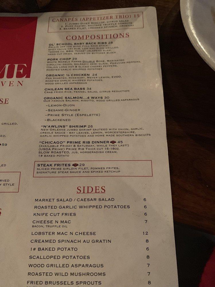 Menu at Prime One Eleven pub & bar, Trumbull