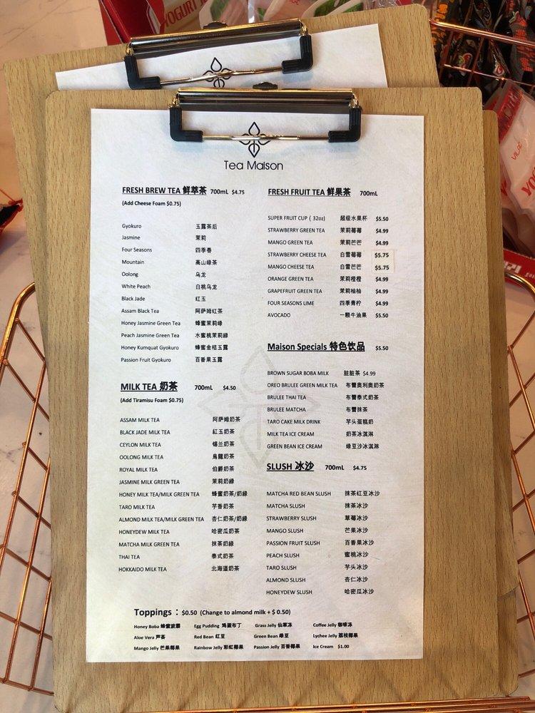 Menu at Tea Maison pub & bar, Las Vegas, Spring Mountain Rd Suite# 108