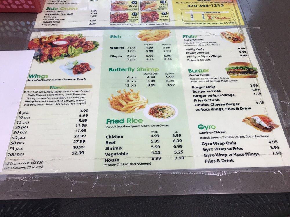 Menu at Wings Time restaurant, Redan, Wellborn Rd