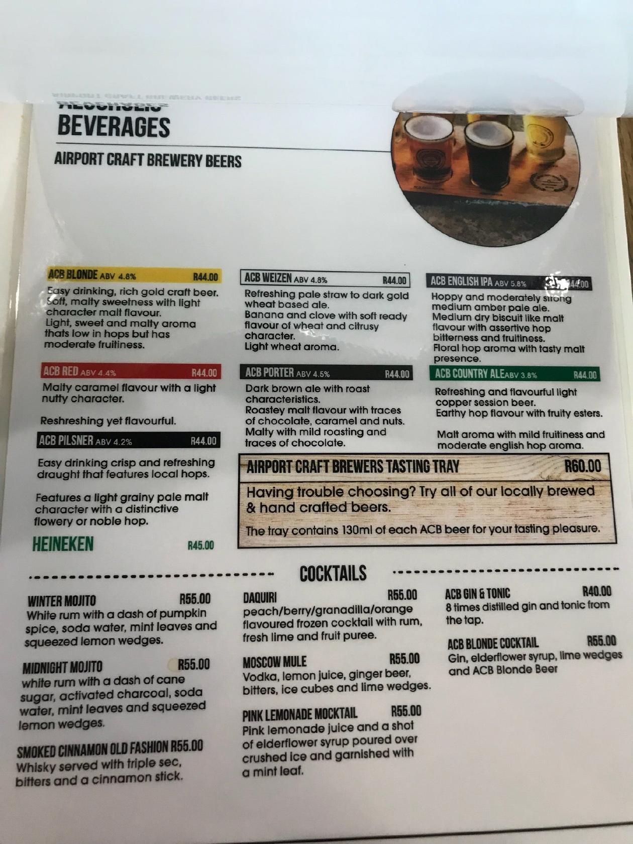 Menu at Airport Craft brewers restaurant, Kempton Park, International ...