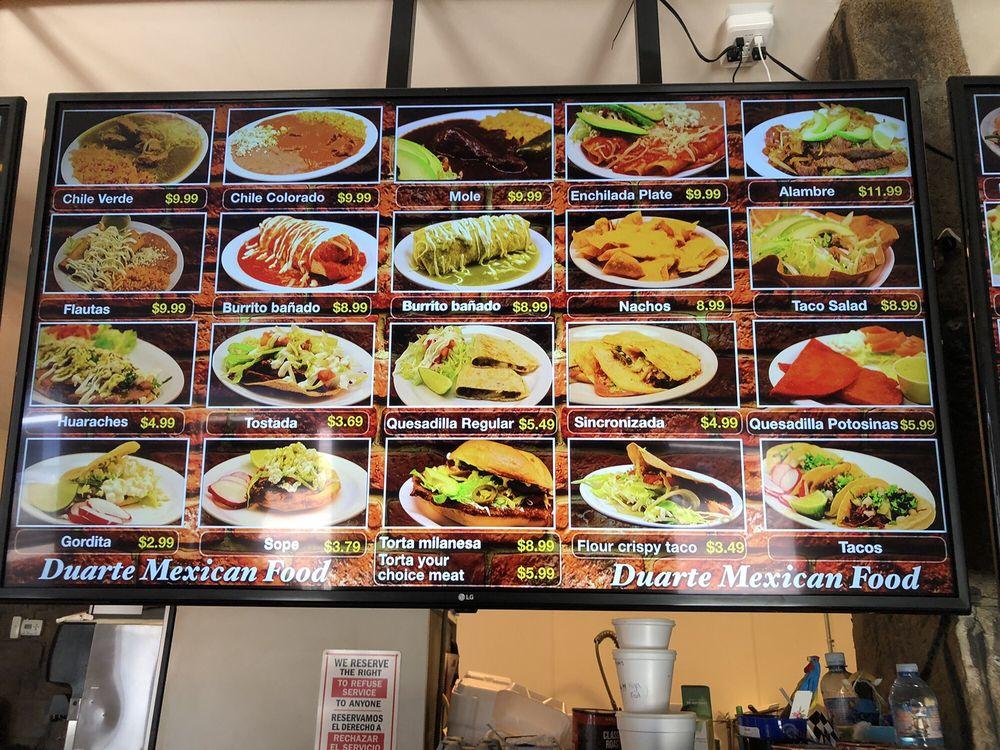 Menu at Duarte Mexican Food restaurant, Yuba City