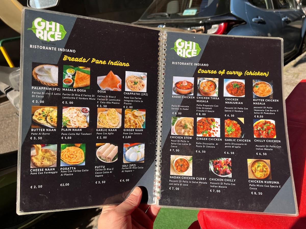 Menu at Ghi rice (indian restaurant), Naples