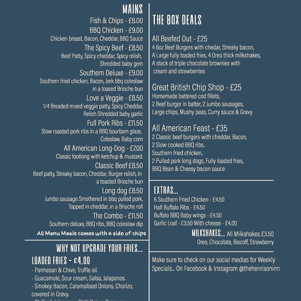 Menu at VAMOS by the river restaurant, Abertillery