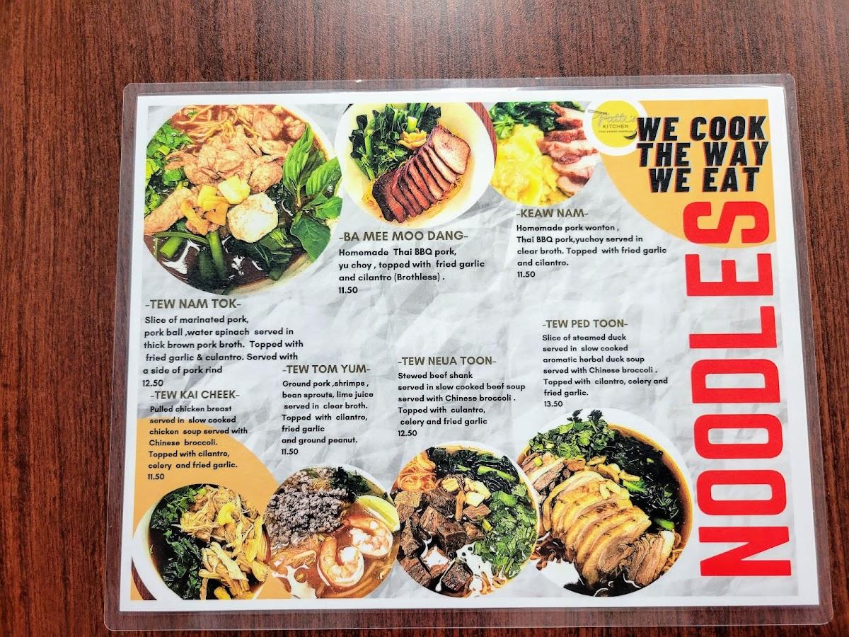 Menu at Patti's Kitchen Thai Street Noodles restaurant, Pinellas Park