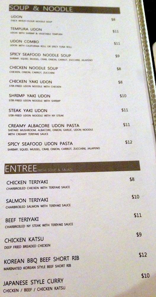 Menu at Sushi Kara restaurant, Long Beach
