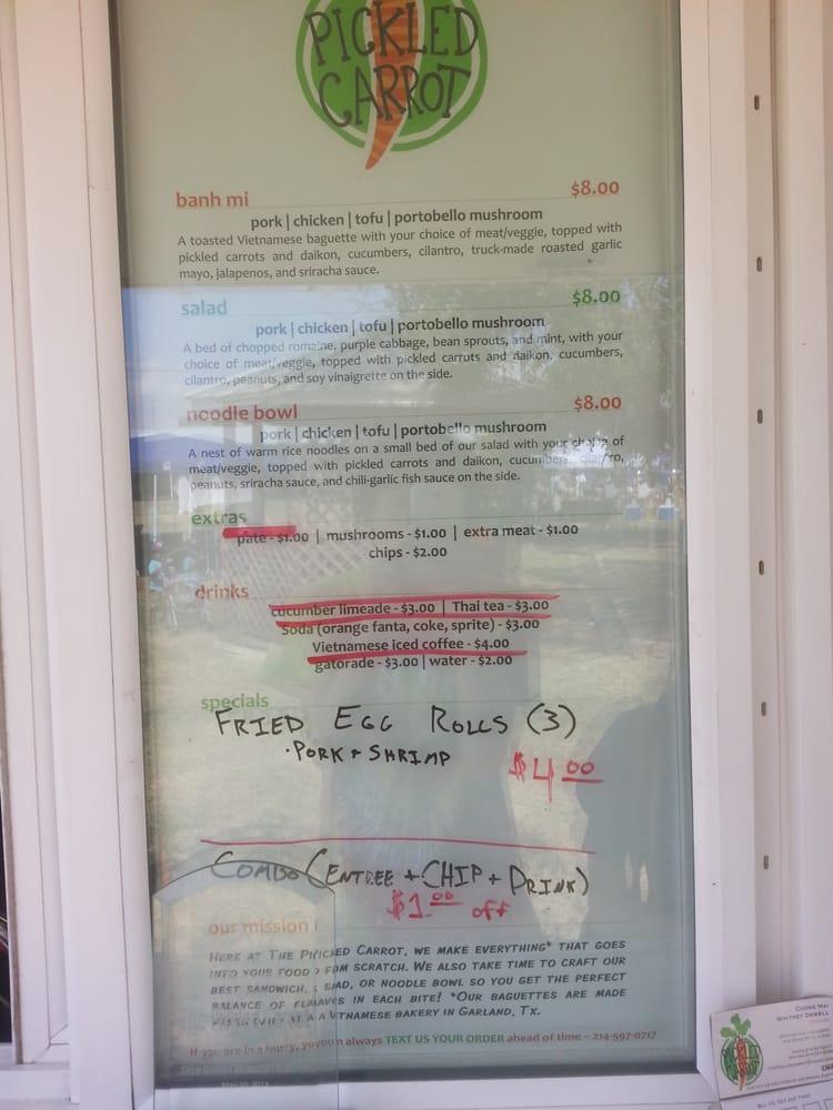Menu at The Pickled Carrot restaurant, Denton