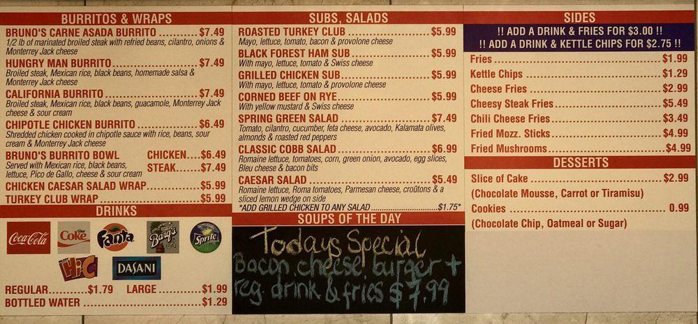 Menu at Bruno's Cheesesteaks desserts, North Aurora