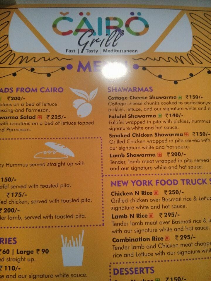 Menu at Cairo Grill, Mumbai, Shop No. 4 Spenta Khar