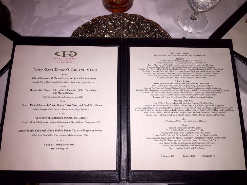 Menu at Gary Danko pub & bar, San Francisco, 800 North Point St