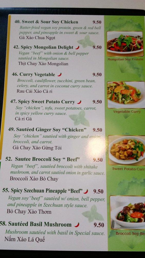 Menu at Golden Lotus restaurant, Oakland
