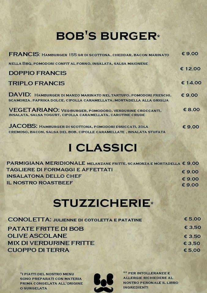 Menu at bob food and more restaurant, San Donato Milanese