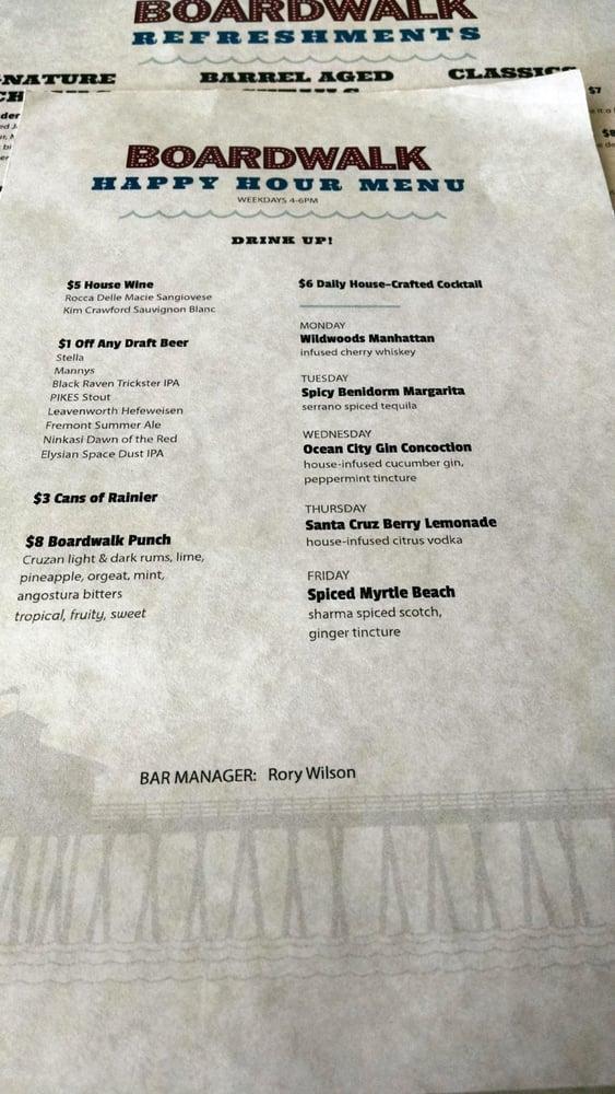 Menu at Boardwalk restaurant, Redmond