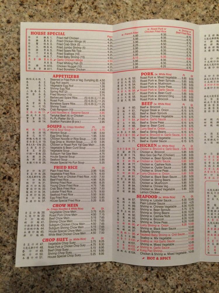 Menu at Chinatown Kitchen restaurant, Bradley Beach