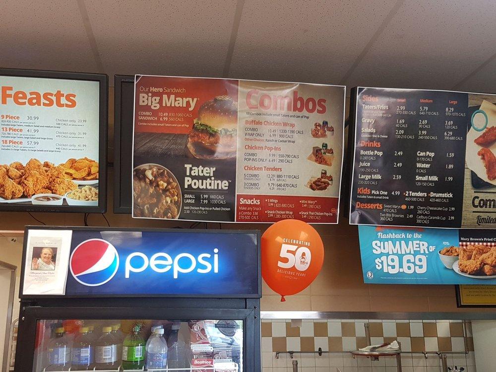 Menu at Mary Brown's Chicken fast food, Bowmanville