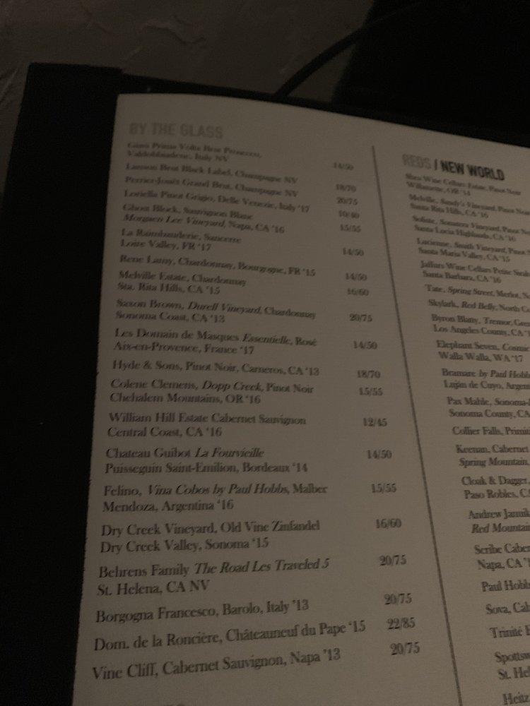 Menu at Mr. Lyons Steakhouse, Palm Springs