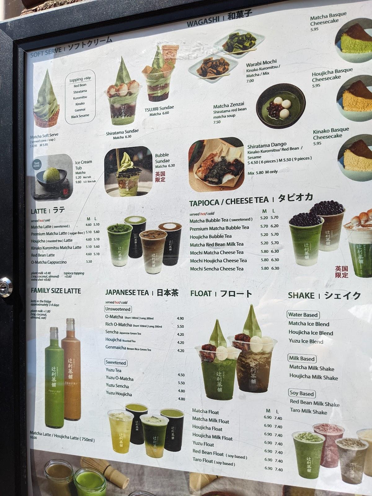 Menu at TSUJIRI Manchester Chinatown 辻利茶舗 desserts, Manchester