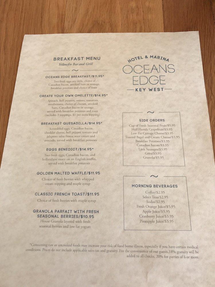 Menu at Yellowfin Bar & Kitchen, Key West