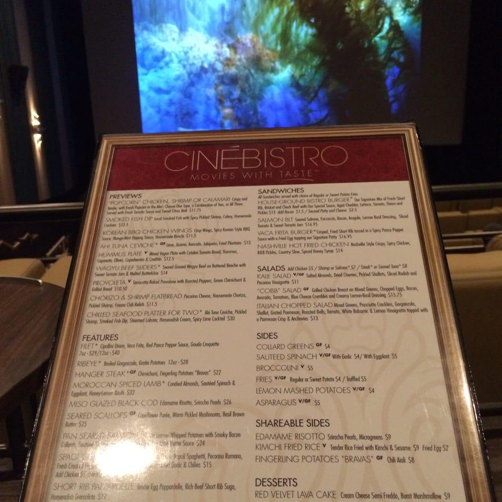 Menu at CMX CinéBistro Siesta Key cafe, Sarasota