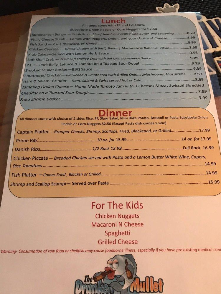 Menu at The Drunken Mullet pub & bar, Hernando Beach
