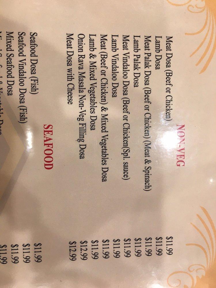 Menu at House Of Dosas restaurant, Vancouver