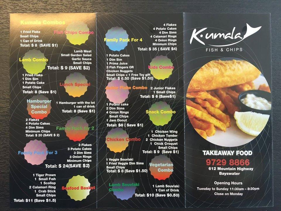Menu at Bills Fish Shop restaurant, Bayswater