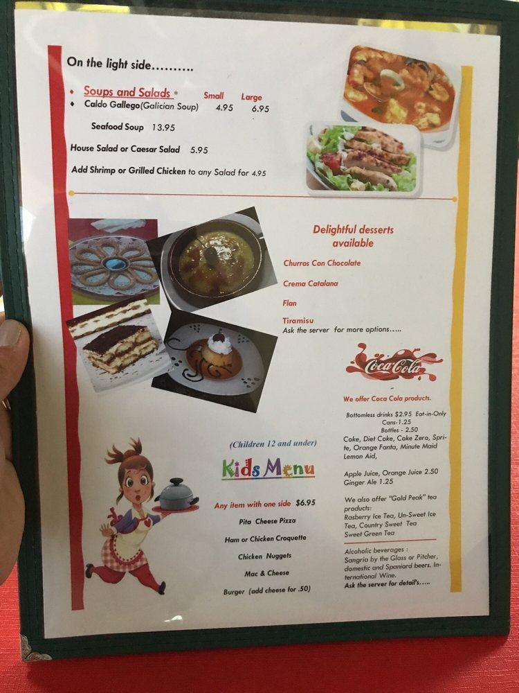 Menu at Paella House restaurant, Orlando