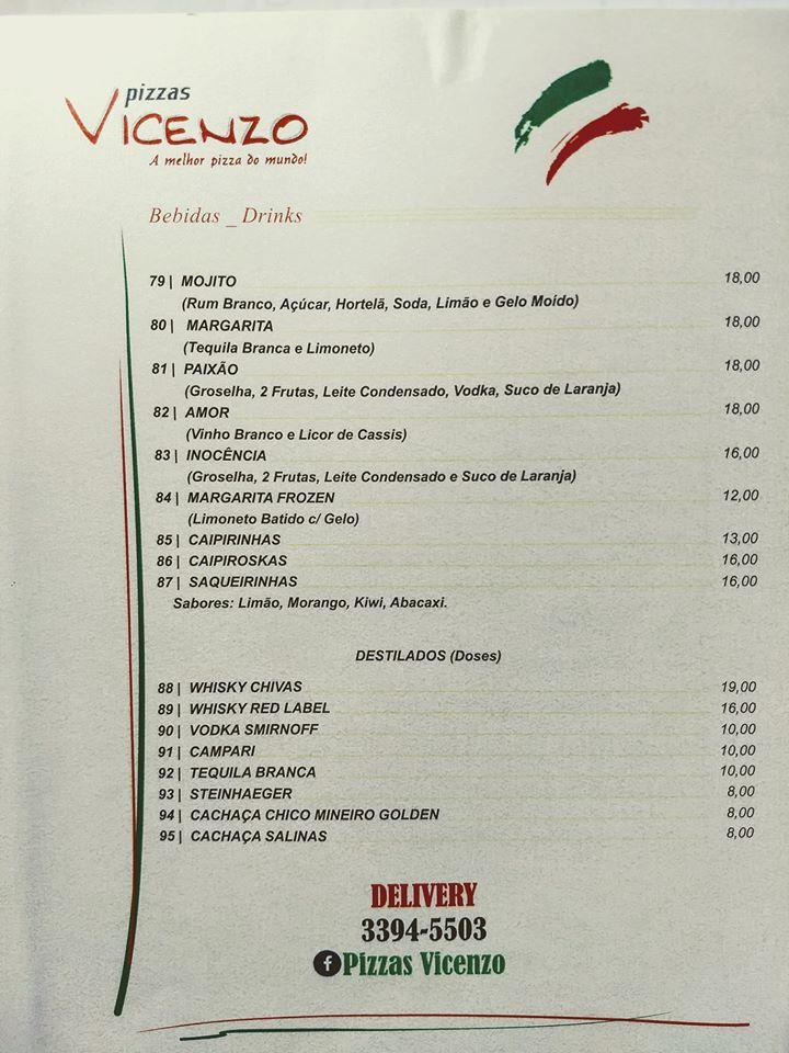 Menu em Pizzas Vicenzo restaurante, Santos