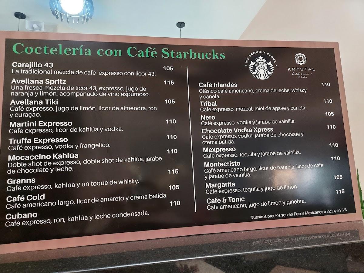 Carta del café Starbucks Coffee, Zihuatanejo