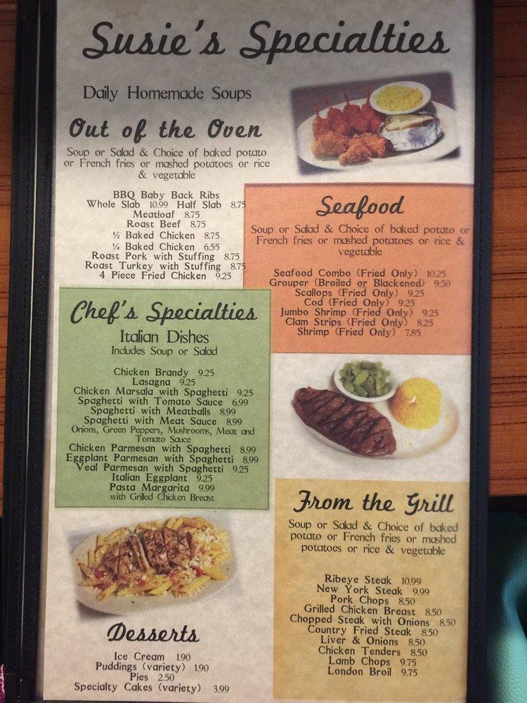 Menu at Susie's Too restaurant, New Port Richey