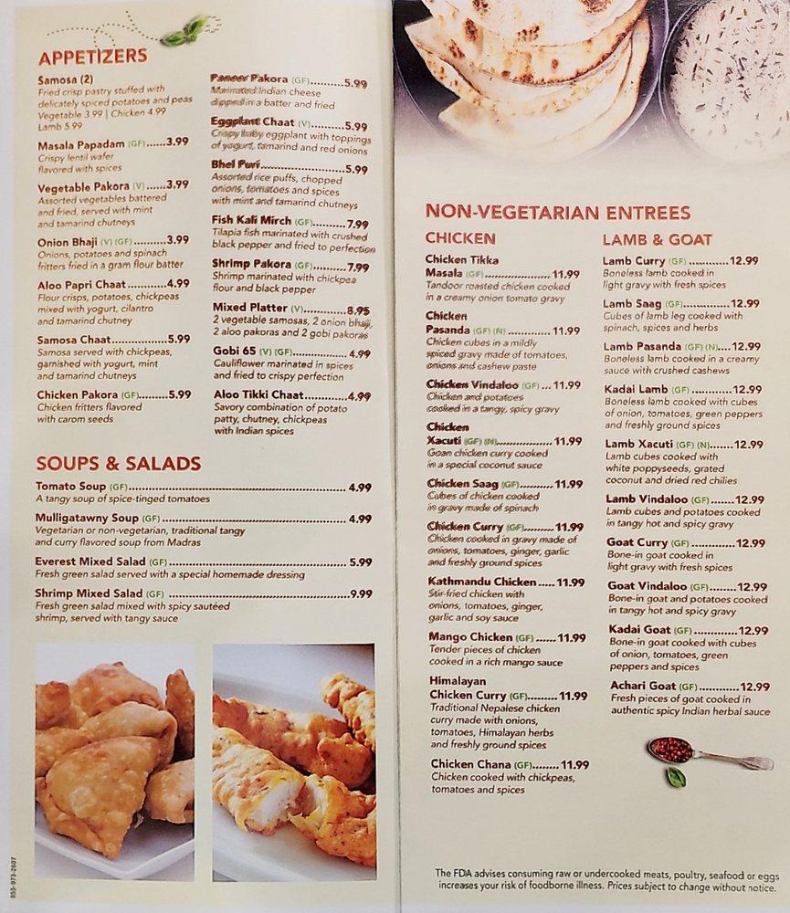 Menu at Himalayan Fusion restaurant, Harrisburg