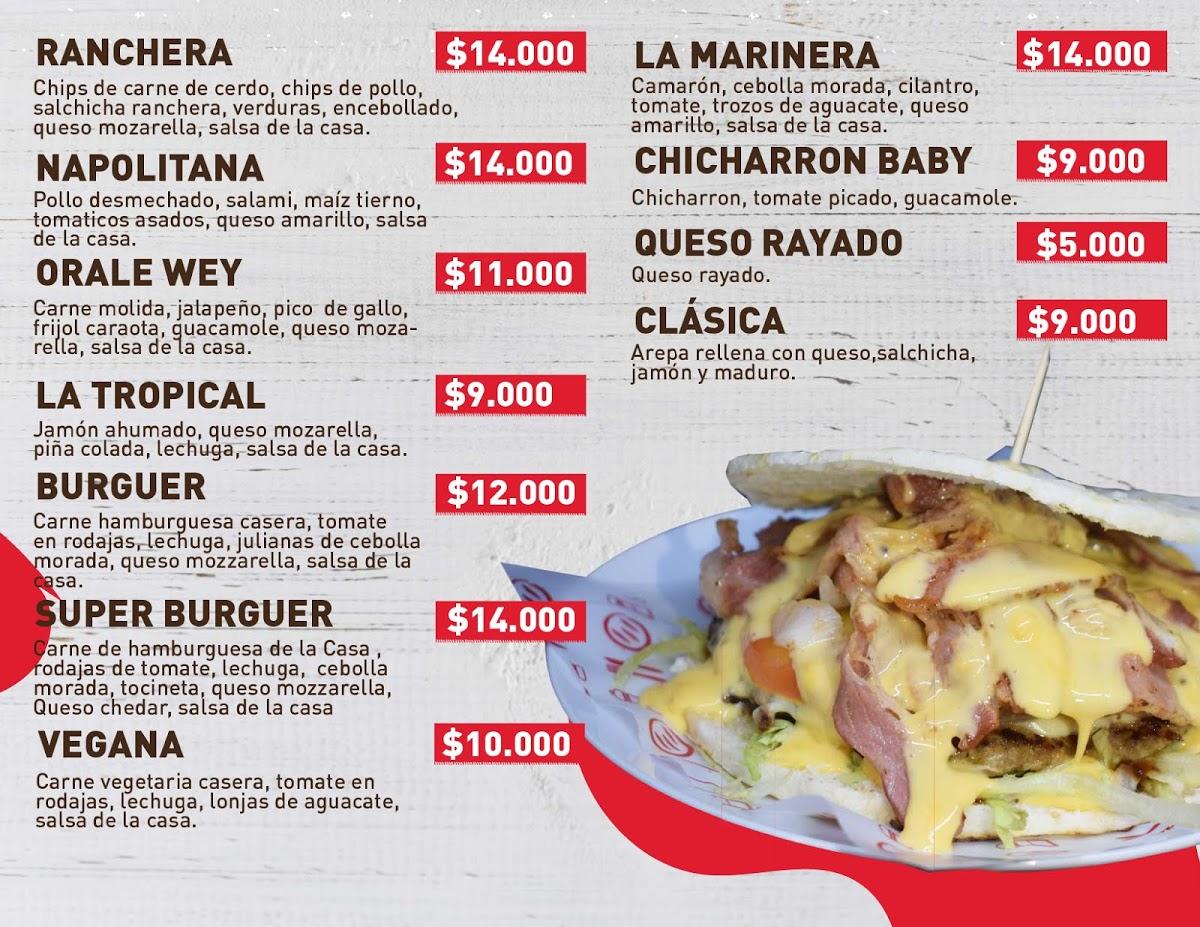 Menu at La Rustika Areperia restaurant, Palmira