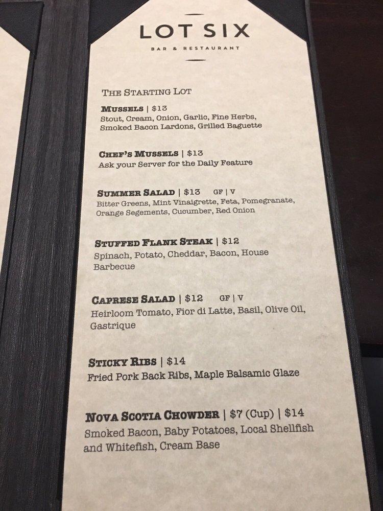Menu at Lot Six Bar & Restaurant, Halifax